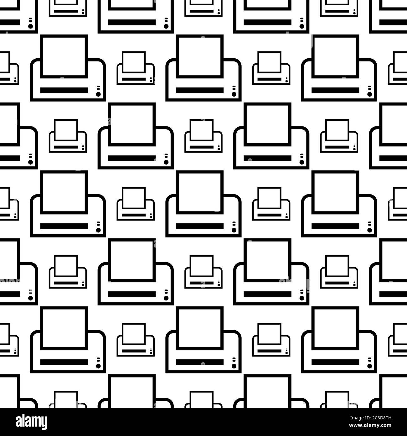 Printer Icon Seamless Pattern, Ink Jet, Laser Printer Vector Art ...