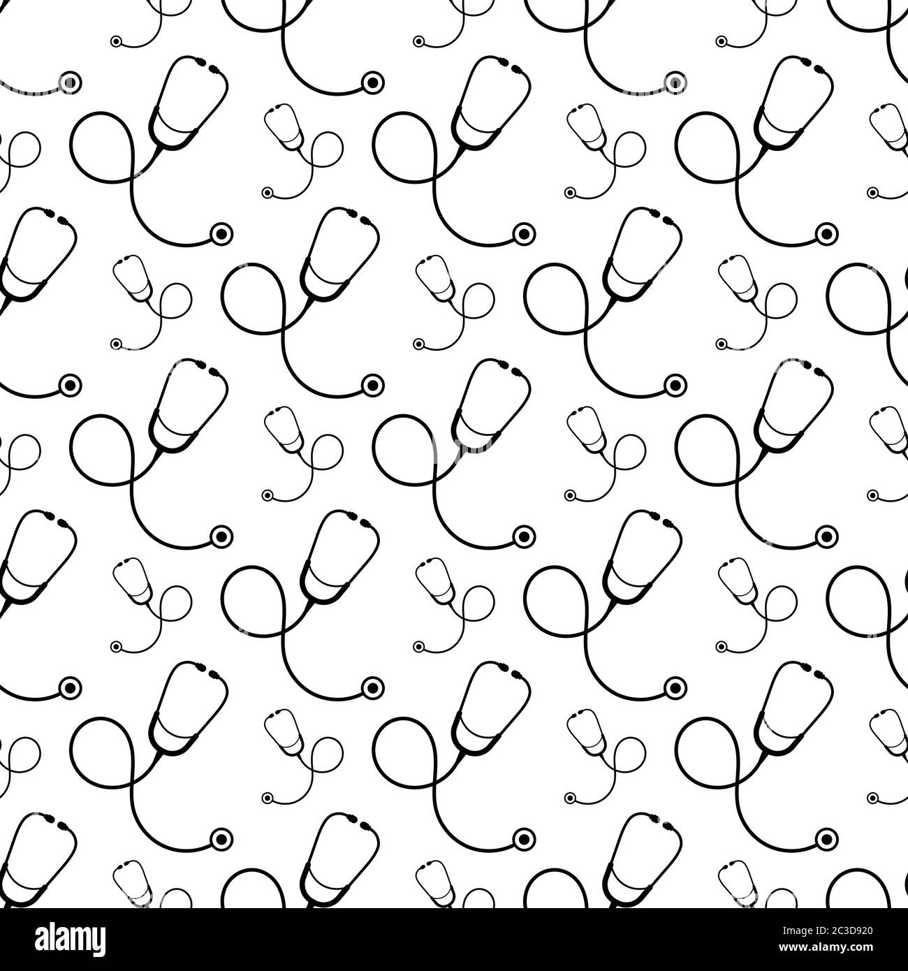 Stethoscope Icon Seamless Pattern, Acoustic Medical Device Vector Art ...