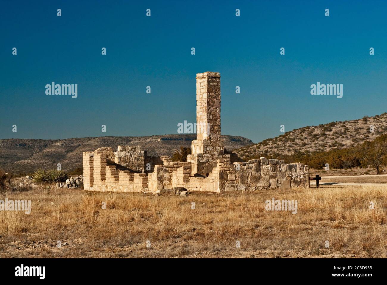 Ruins of soldiers quarters at Fort Lancaster State Historic Site, Pecos ...