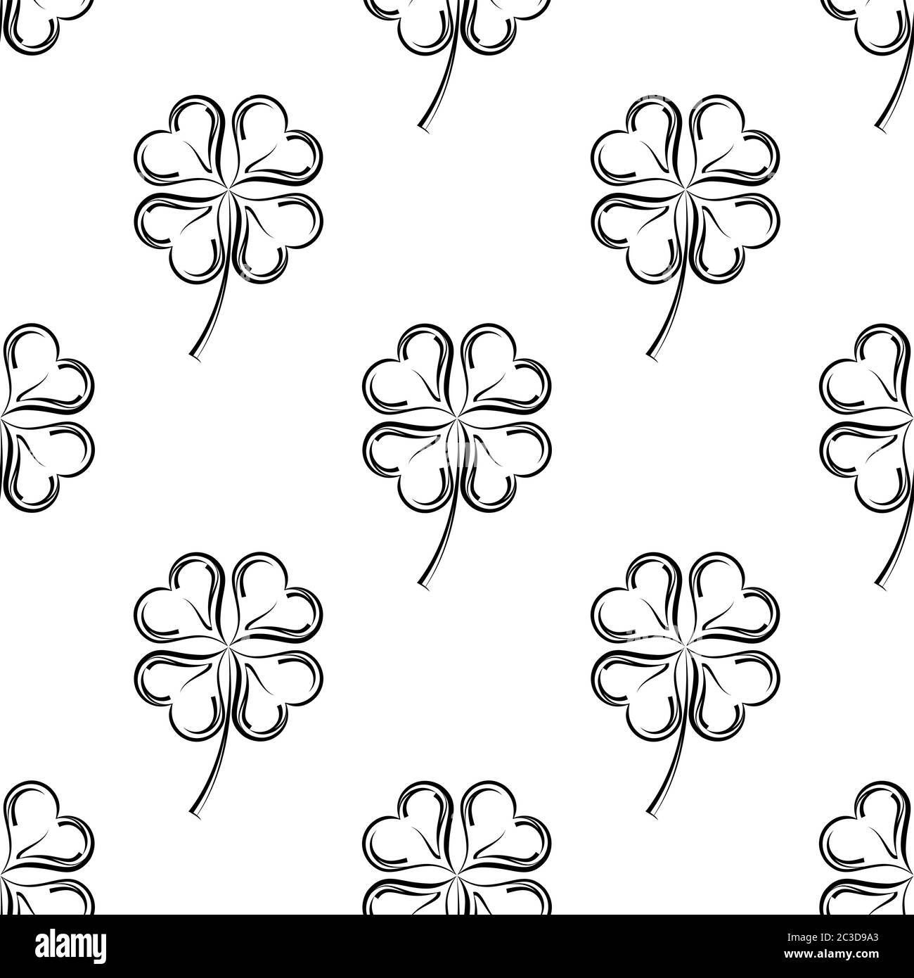 Clover Four Leaf Shamrock Seamless Pattern Vector Art Illustration ...