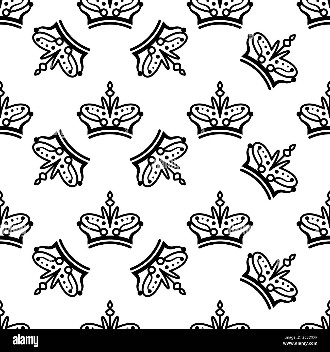 Crown Icon Seamless Pattern, Crown Vector Art Illustration Stock Vector ...