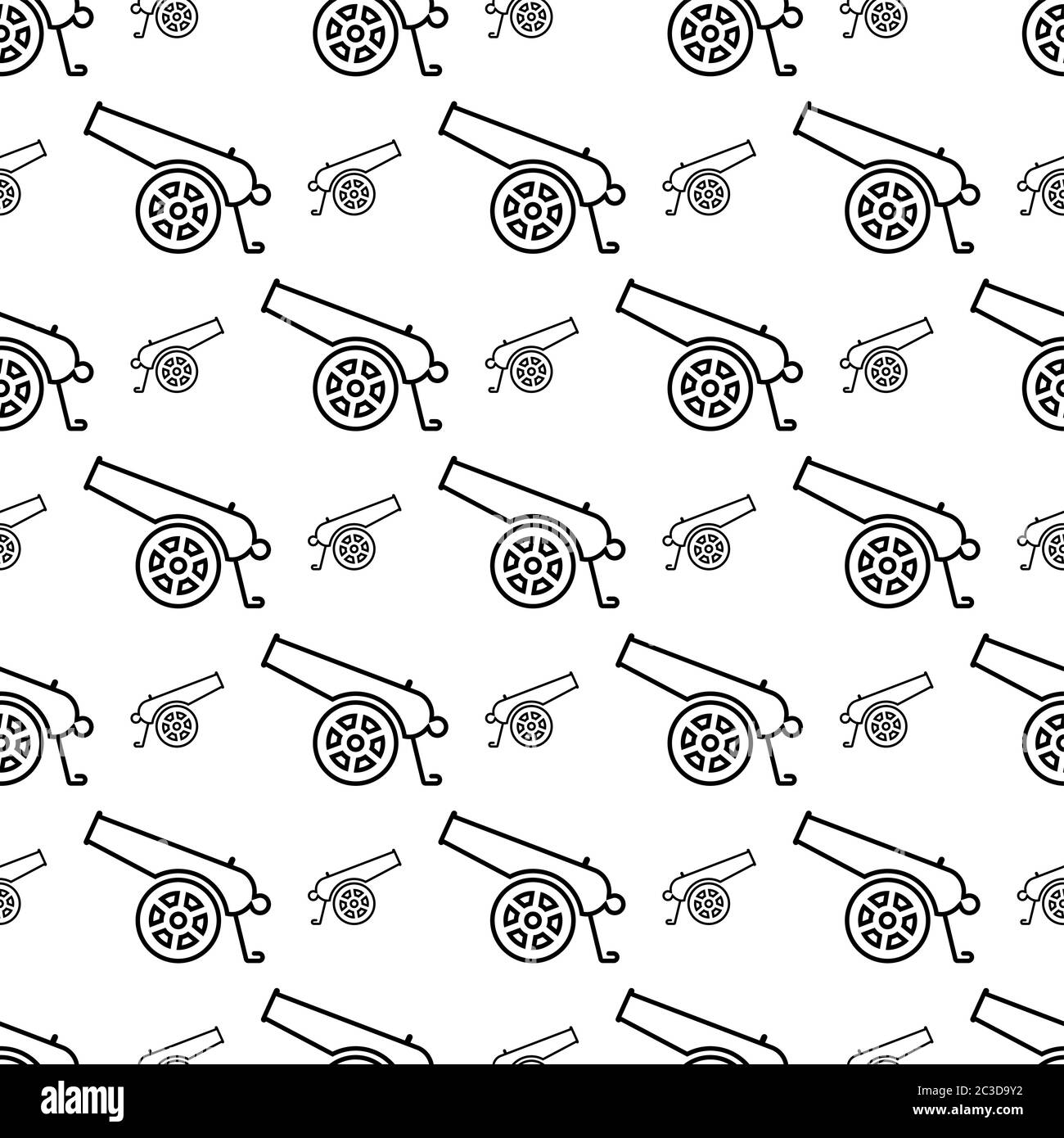 Cannon Icon Seamless Pattern, Weapon Icon, Old Style Vector Art ...