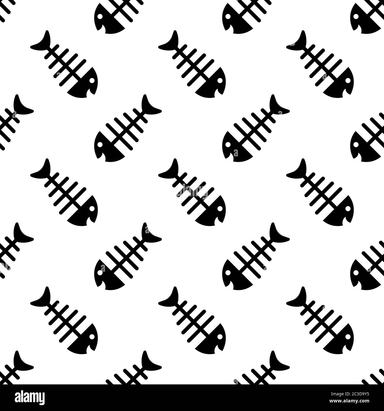Fish Bone Icon Seamless Pattern Vector Art Illustration Stock Vector ...