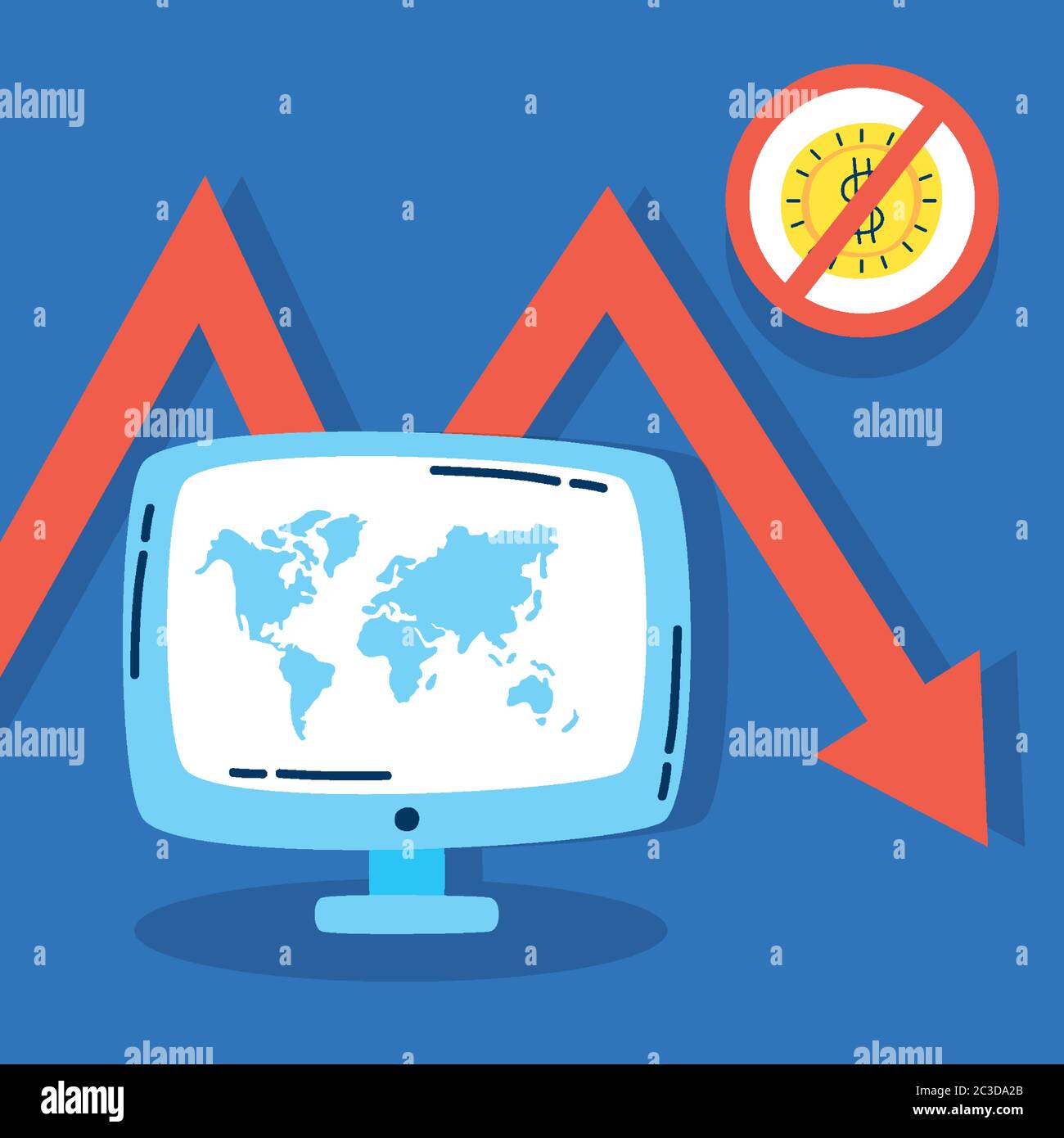 desktop computer with statistics arrow vector illustration design Stock ...