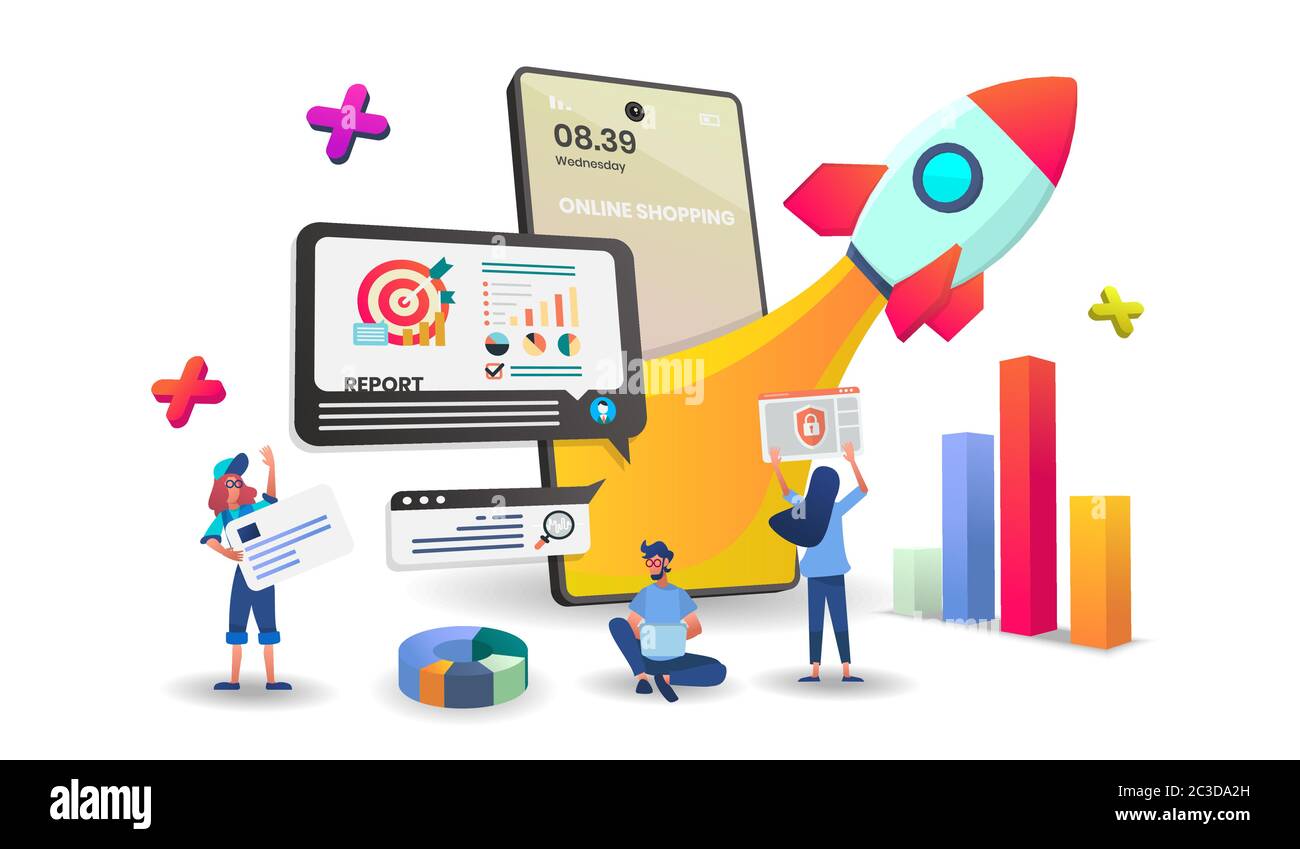 Shopping Online on Mobile Application Concept Digital vector.3d vector ...