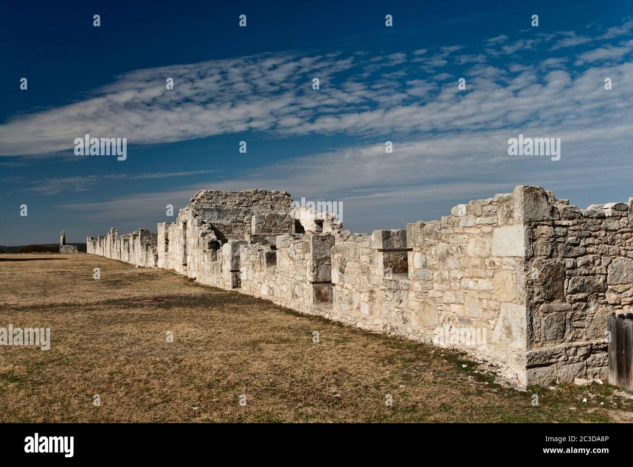 Ruins of enlisted men barracks at Fort McKavett State Historic Site ...