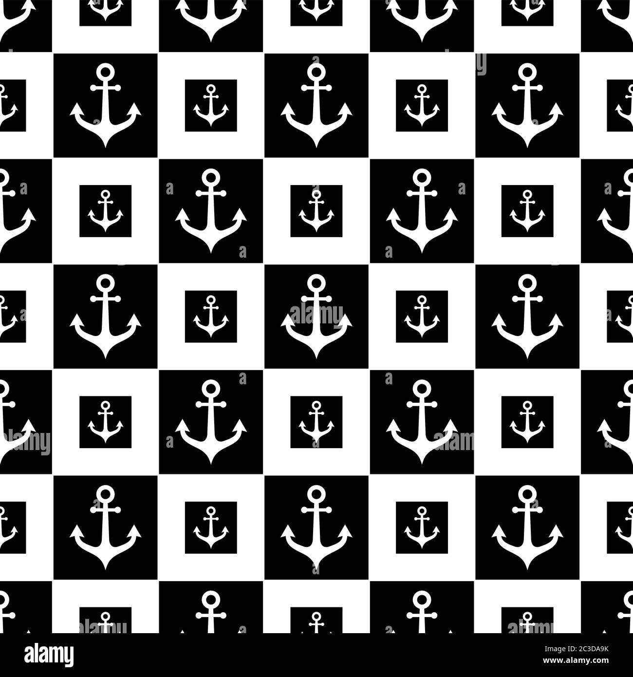 Anchor Icon Seamless Pattern, Flat Vector Art Illustration Stock Vector ...