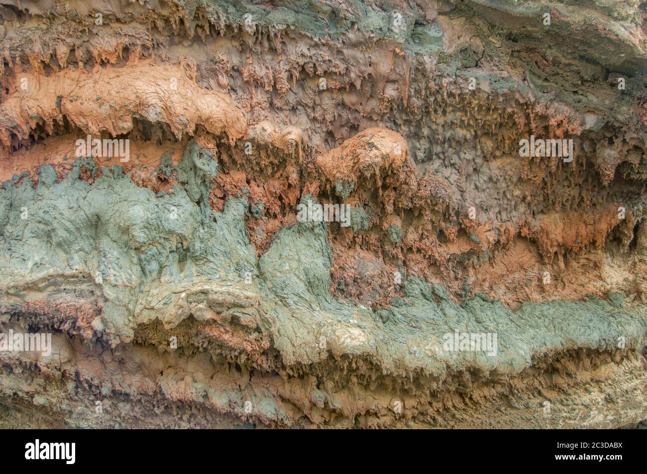 Layers of lava and volcanic ash in the Timanfaya National Park, a ...