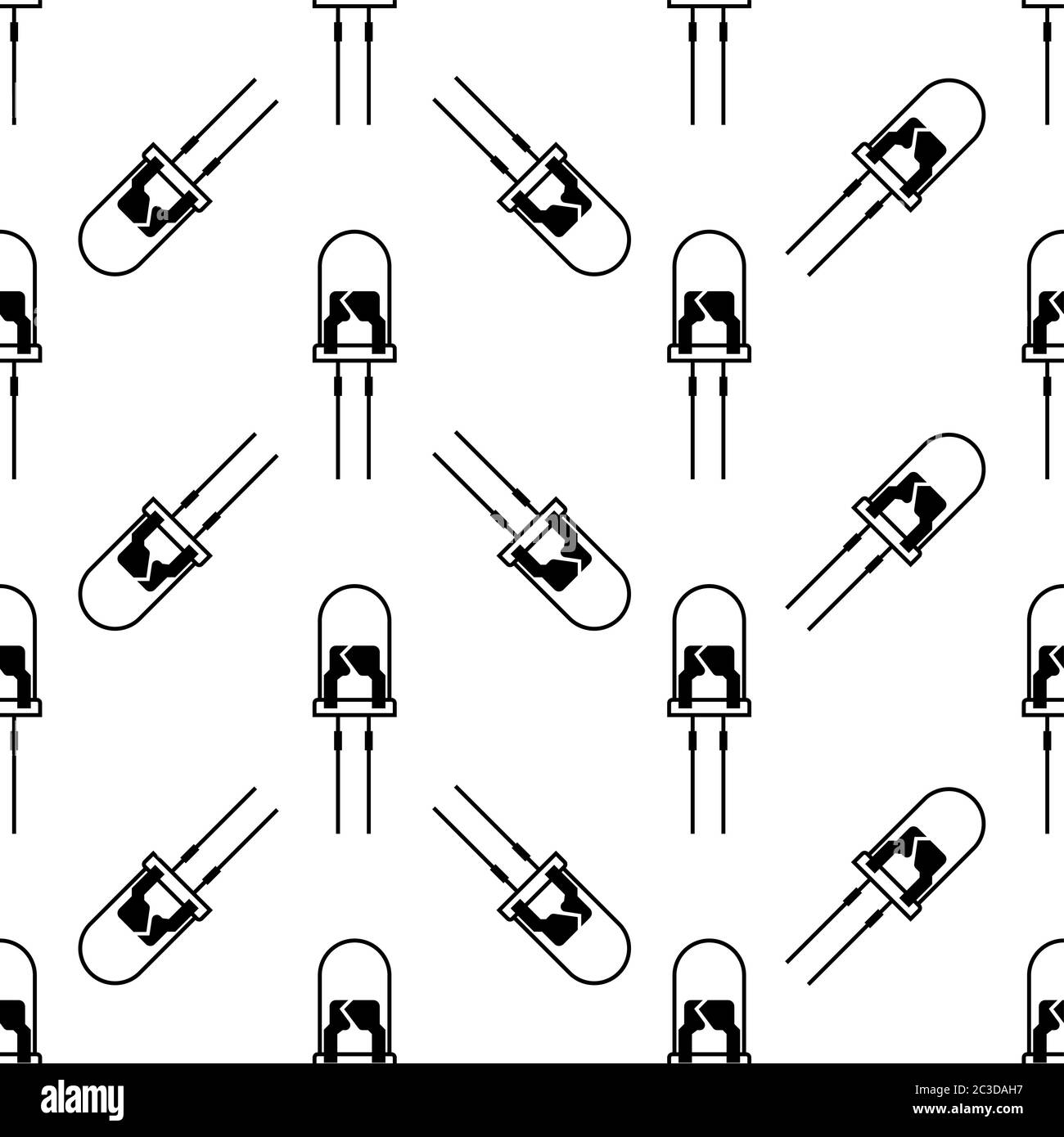 Led Icon Seamless Pattern, Light Emitting Diode Vector Art Illustration ...