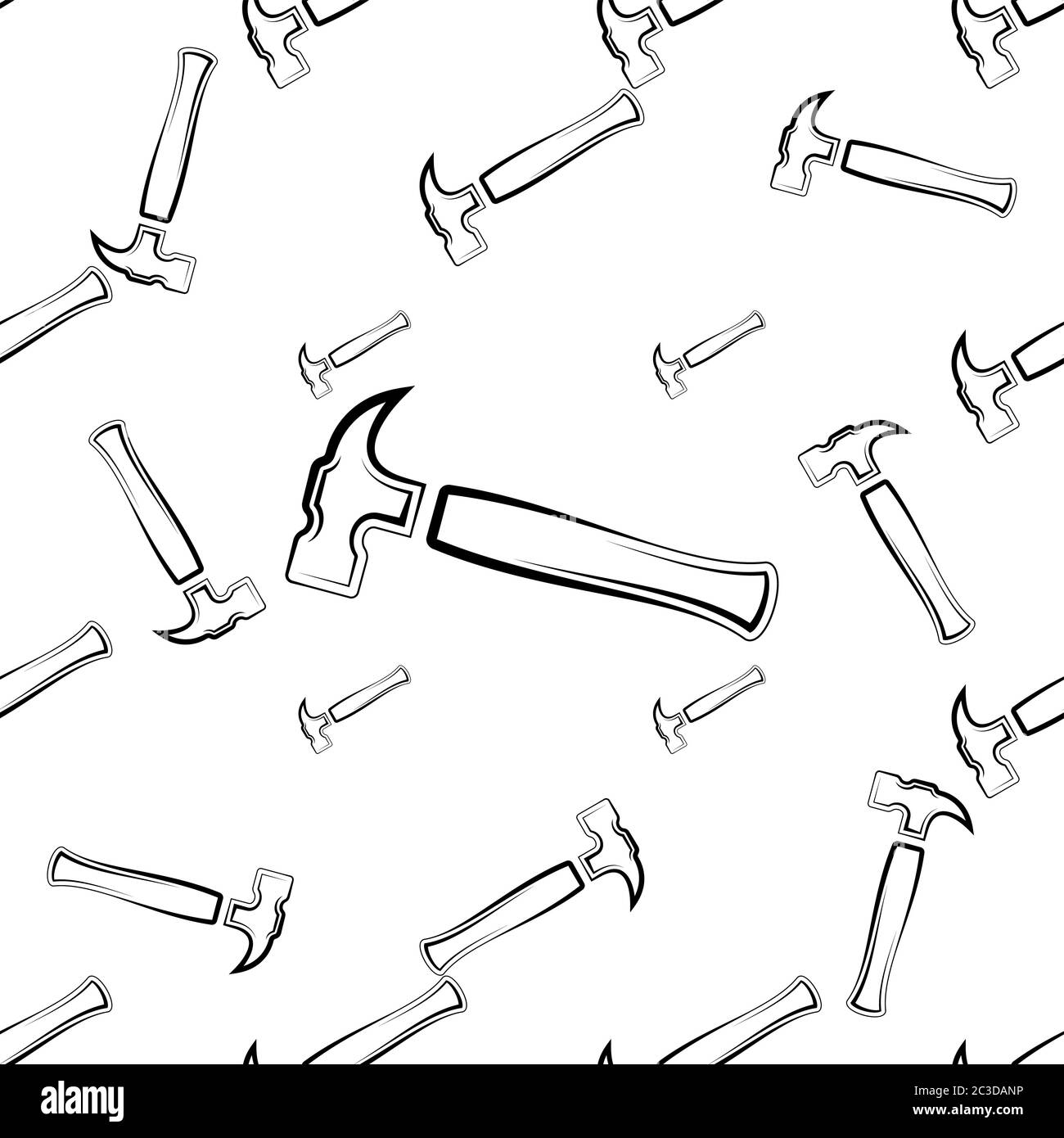 Hammer Icon Seamless Pattern Tool Design Seamless Pattern Vector Art