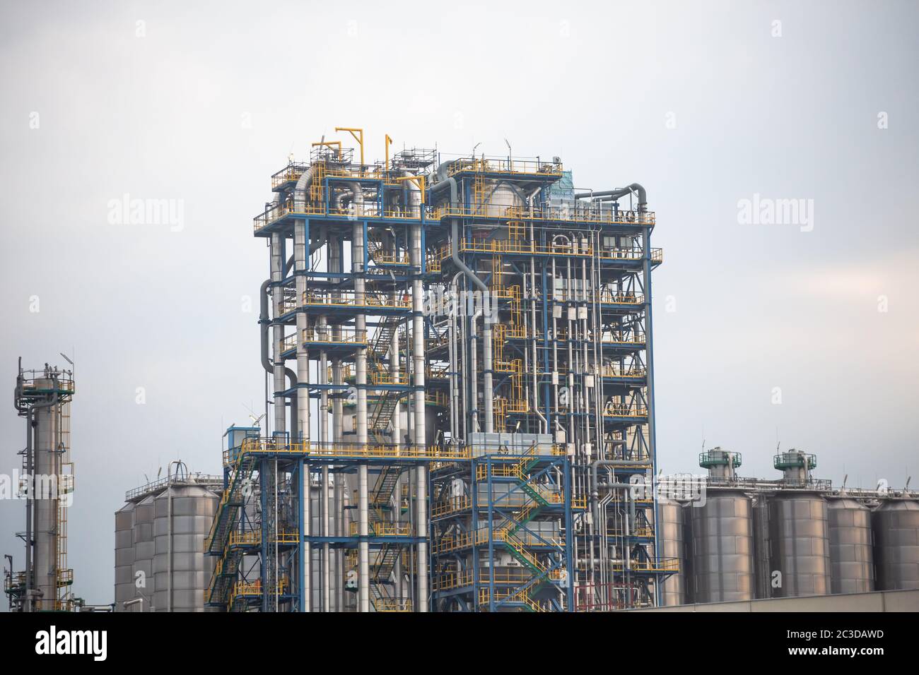 Pipeline system of an oil refinery or factory. Chemical refinery ...