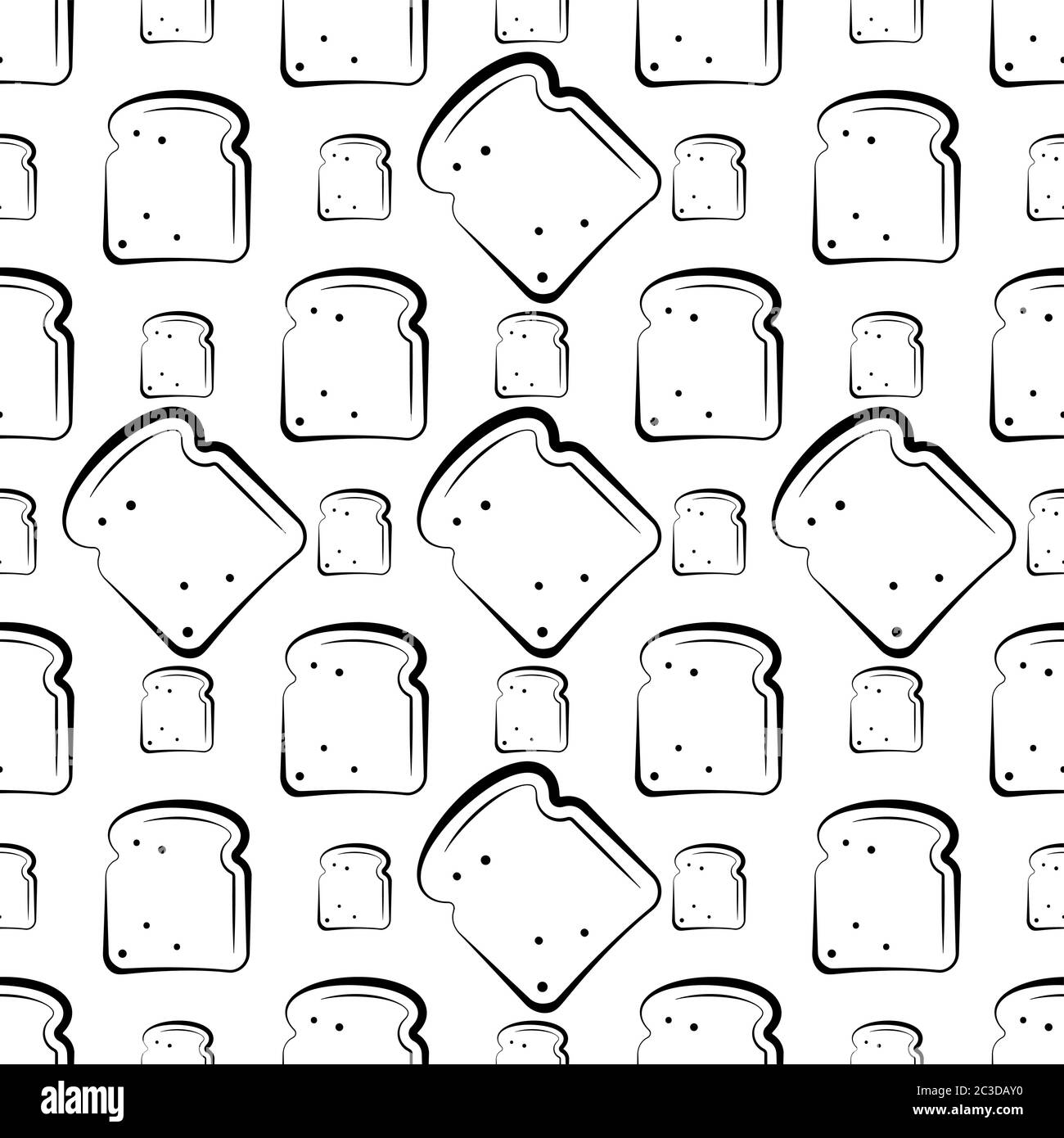 Bread Icon Seamless Pattern, Baked Bread Icon Vector Art Illustration ...