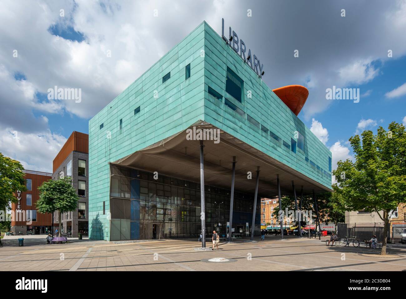 General view of main elevation. Peckham Library, London, United Kingdom ...