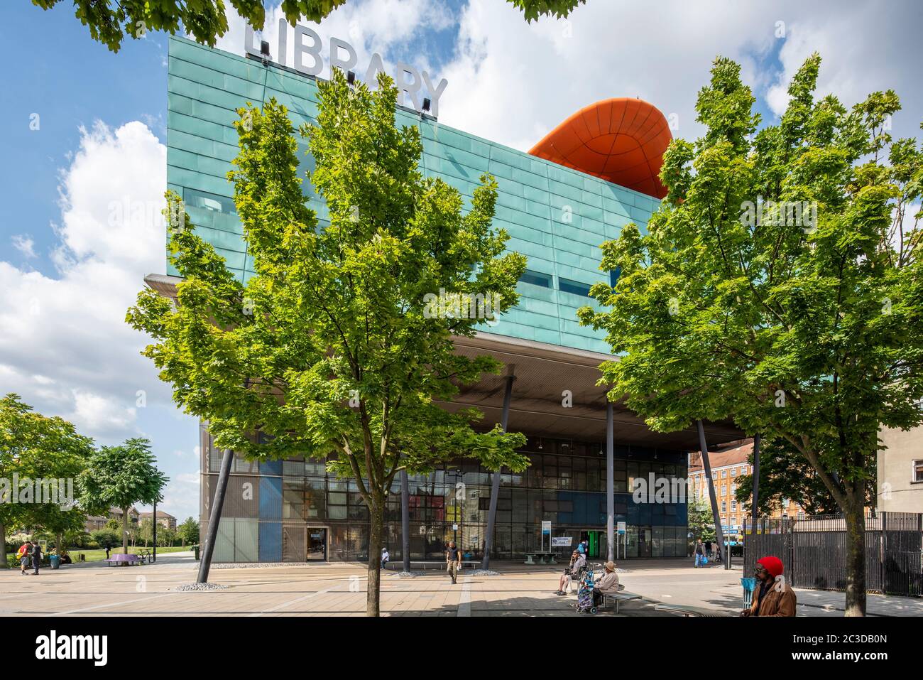 General view of main elevation. Peckham Library, London, United Kingdom ...
