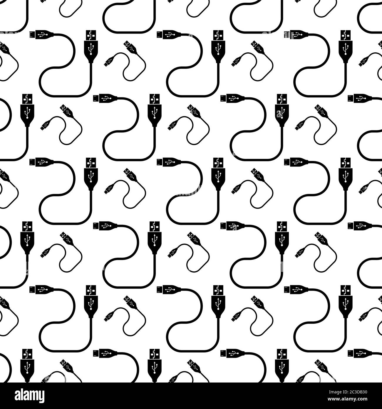 Micro Usb Cable, Usb Cable Seamless Pattern Vector Art Illustration ...