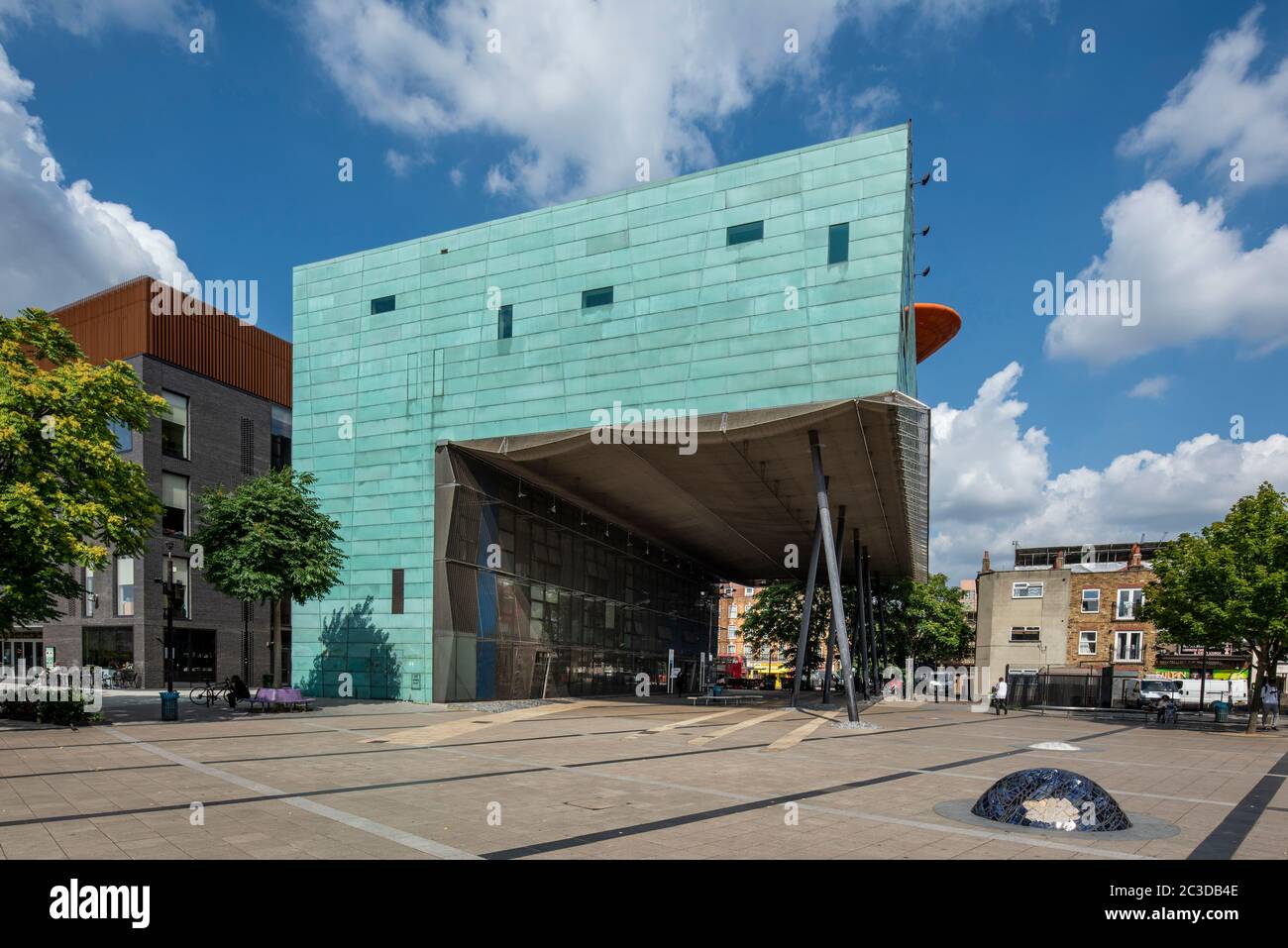 General view of main elevation. Peckham Library, London, United Kingdom ...