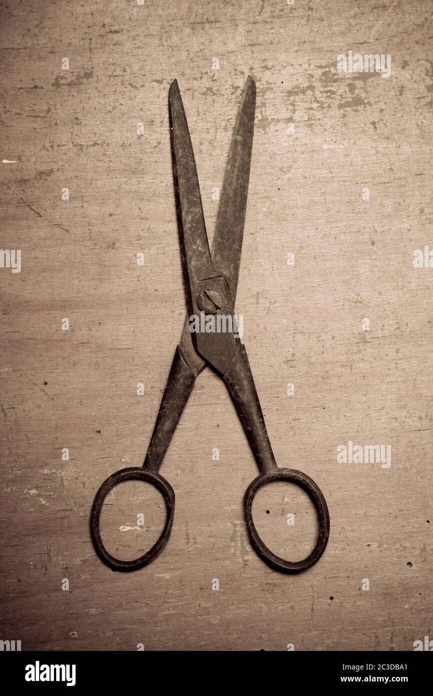 Old rusty scissors hi-res stock photography and images - Alamy