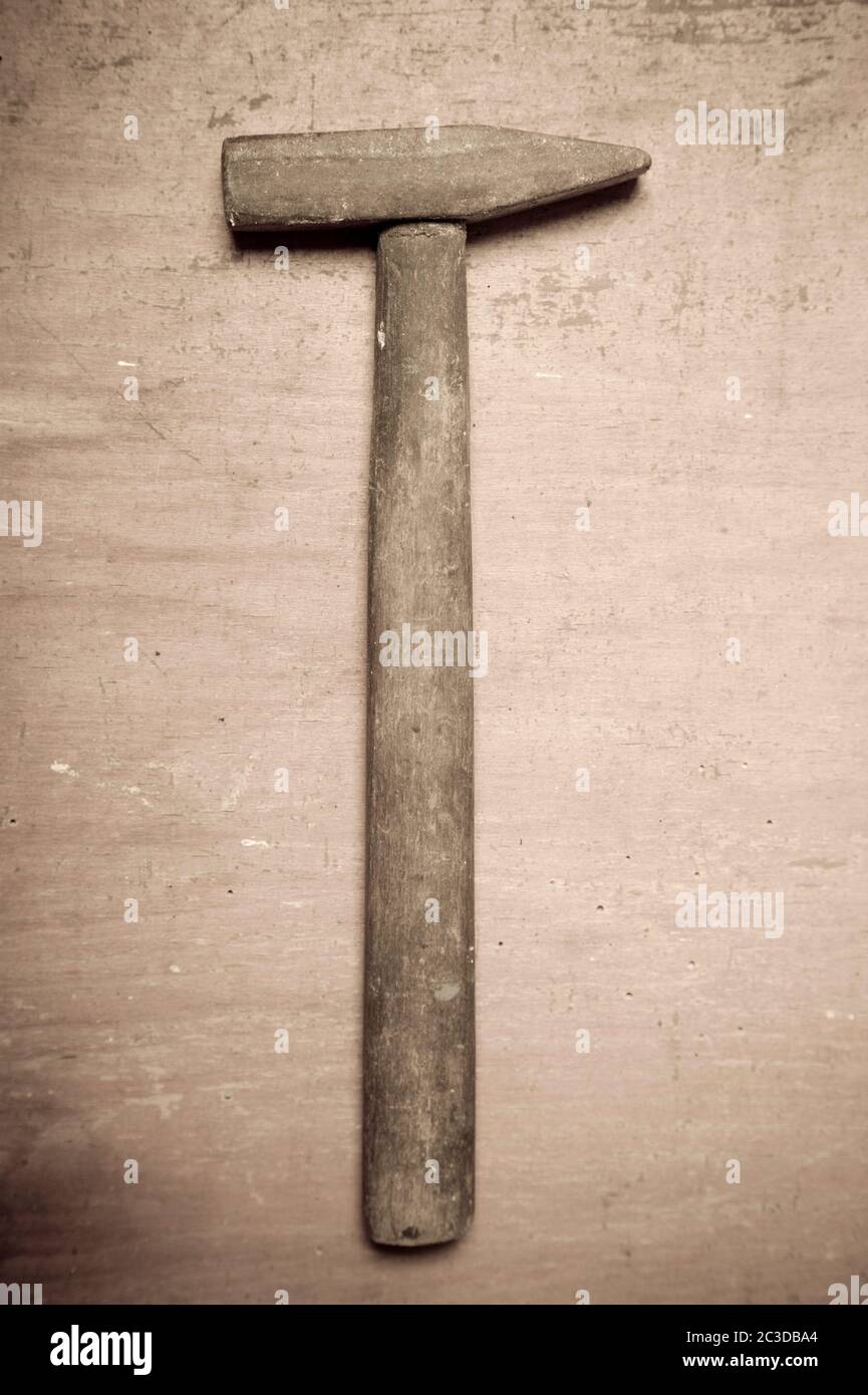 still life of rusty old hammer tool from above Stock Photo - Alamy