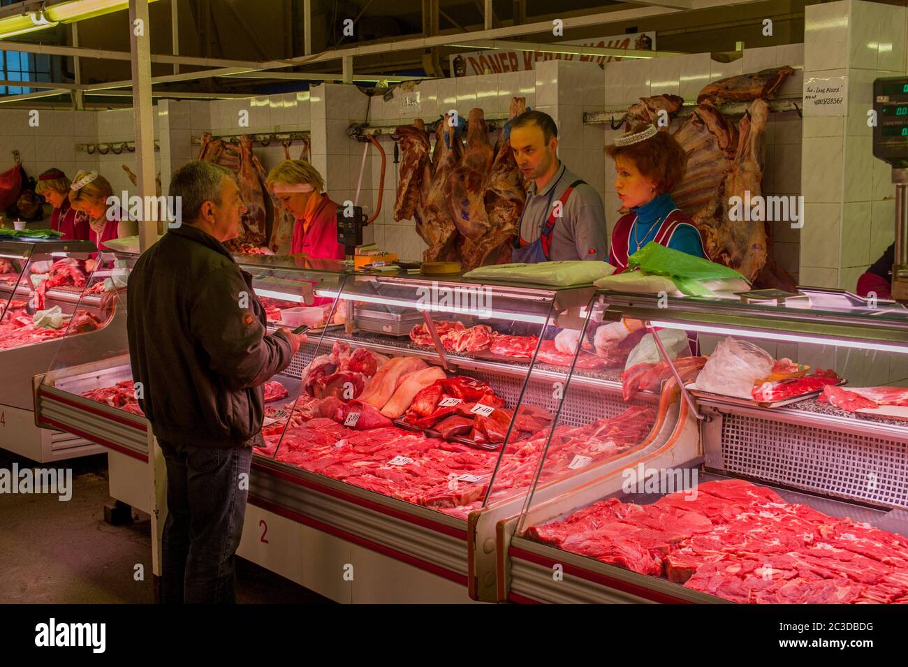 Fresh meats for sale in the Central Market in Riga, Latvia Stock Photo ...