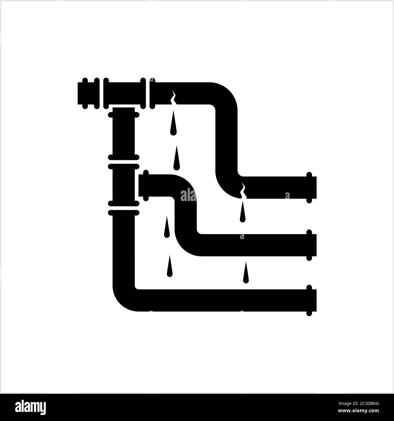 Broken Pipe Icon, Leakage In Pipe Vector Art Illustration Stock Vector ...