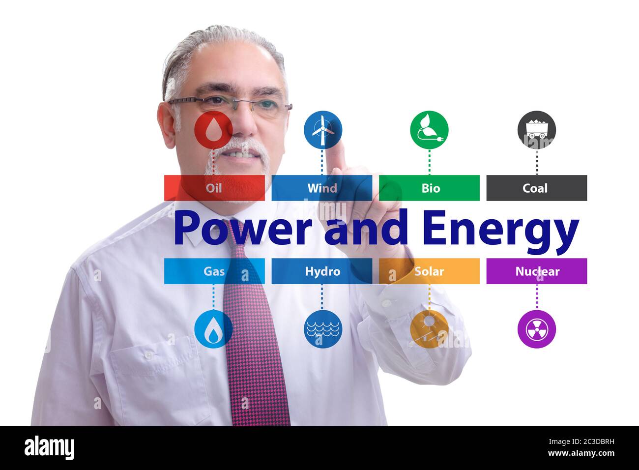 Energy mix concept with businessman Stock Photo - Alamy