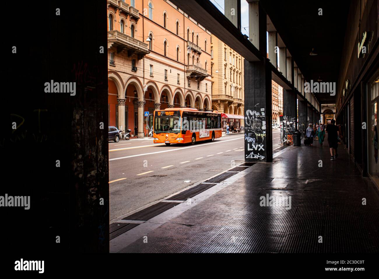 Bus on the streets of Bologna, Italy Stock Photo - Alamy