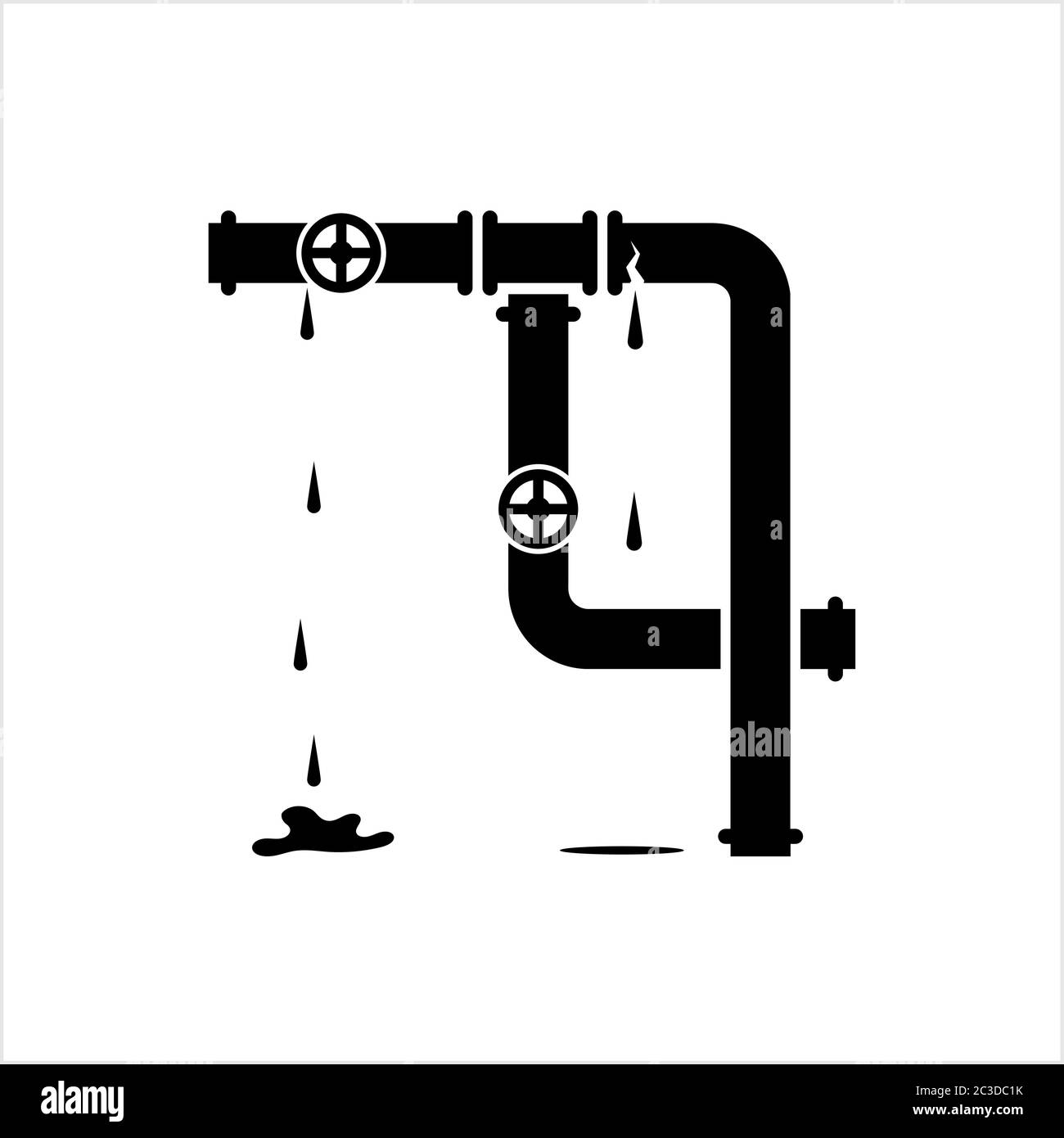 Broken Pipe Icon, Leakage In Pipe Vector Art Illustration Stock Vector ...