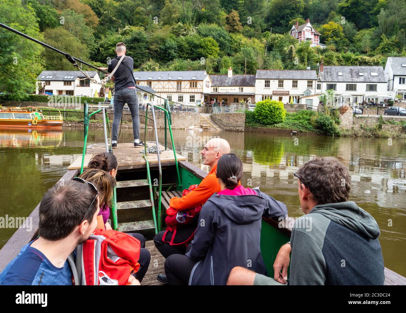Hand pull cable ferry across the River Wye run by the Saracen's Head ...