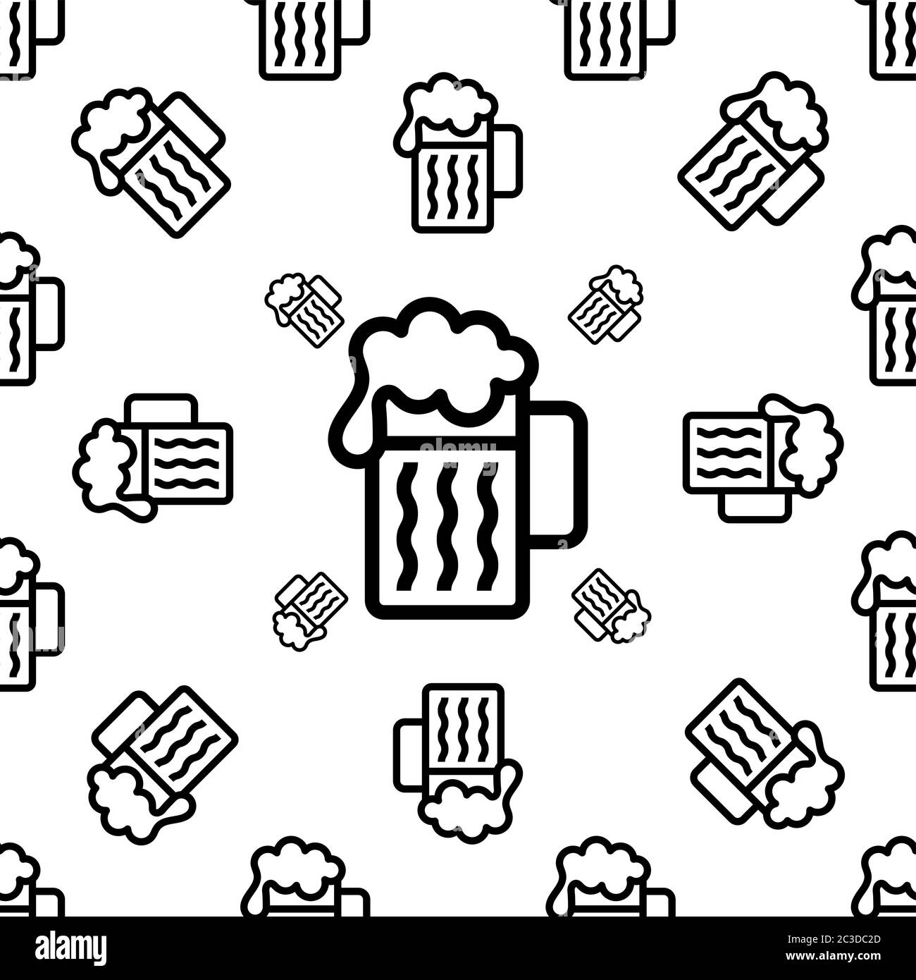 Beer Mug Icon Seamless Pattern Vector Art Illustration Stock Vector ...