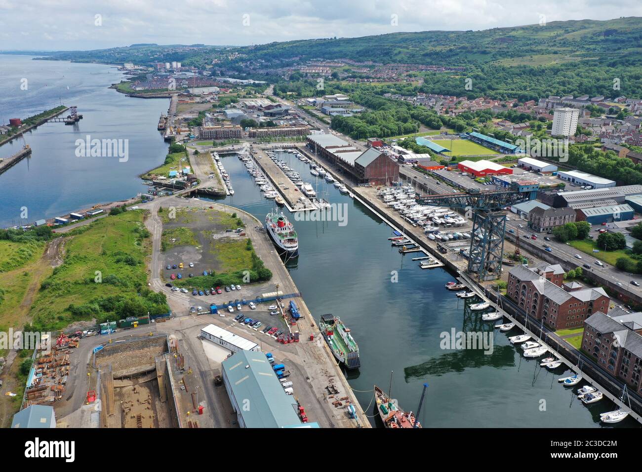 Aerial drone view of James Watt Dock Marina Greenock Inverclyde Stock ...