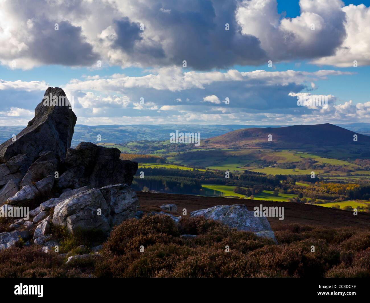 View looking west towards Corndon Hill and the Welsh Border countryside ...