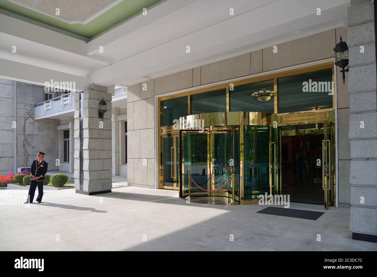 North Korea - May 4, 2019: Entrance of the Kumgangsan Hotel. A 1st ...