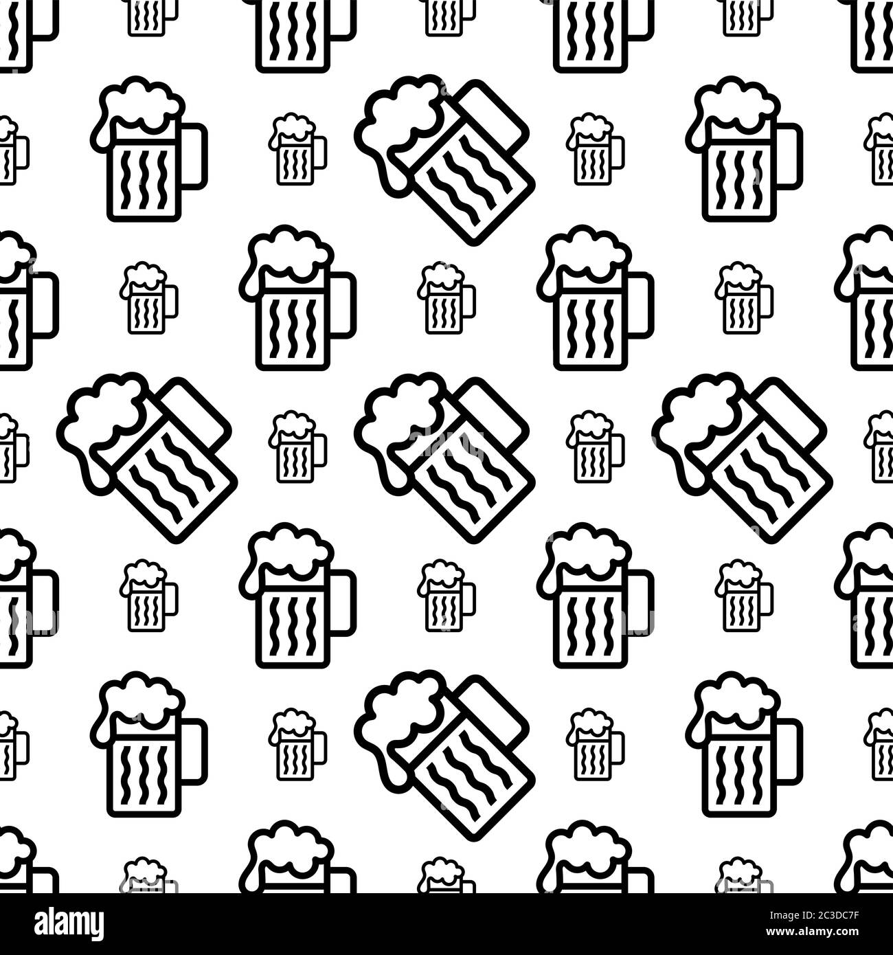Beer Mug Icon Seamless Pattern Vector Art Illustration Stock Vector ...