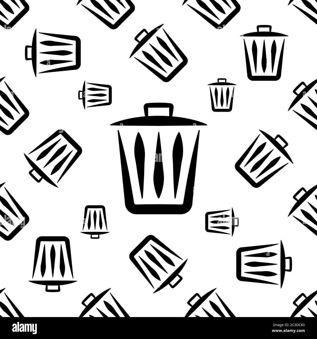 Trash Can Icon Seamless Pattern Vector Art Illustration Stock Vector ...