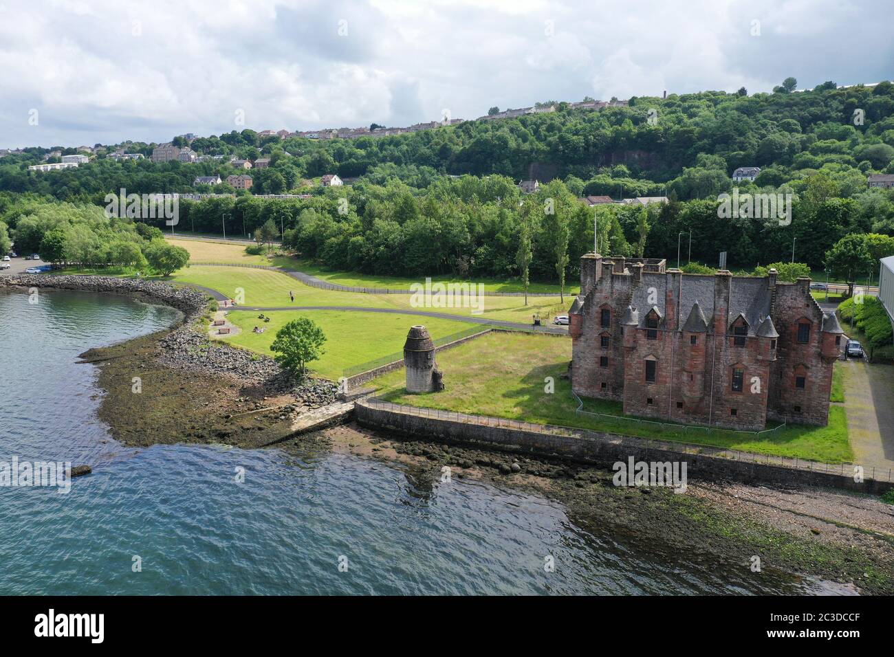 Aerial drone view of Newark Castle Port Glasgow Inverclyde Stock Photo ...