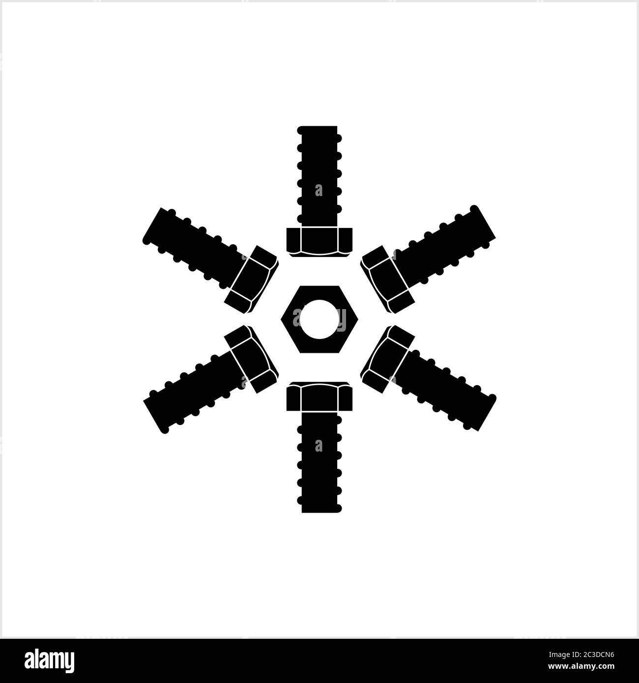 Nut And Bolt Icon, Hex Nut Vector Art Illustration Stock Vector Image ...