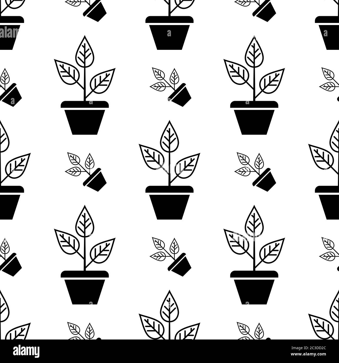 Plant Pot Icon Seamless Pattern Vector Art Illustration Stock Vector ...