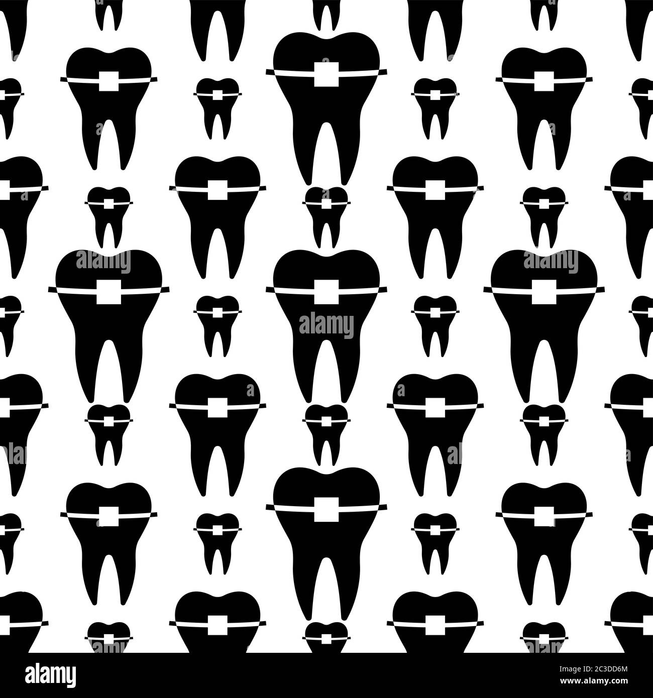 Tooth Braces Icon Seamless Pattern, Braces Vector Art Illustration ...