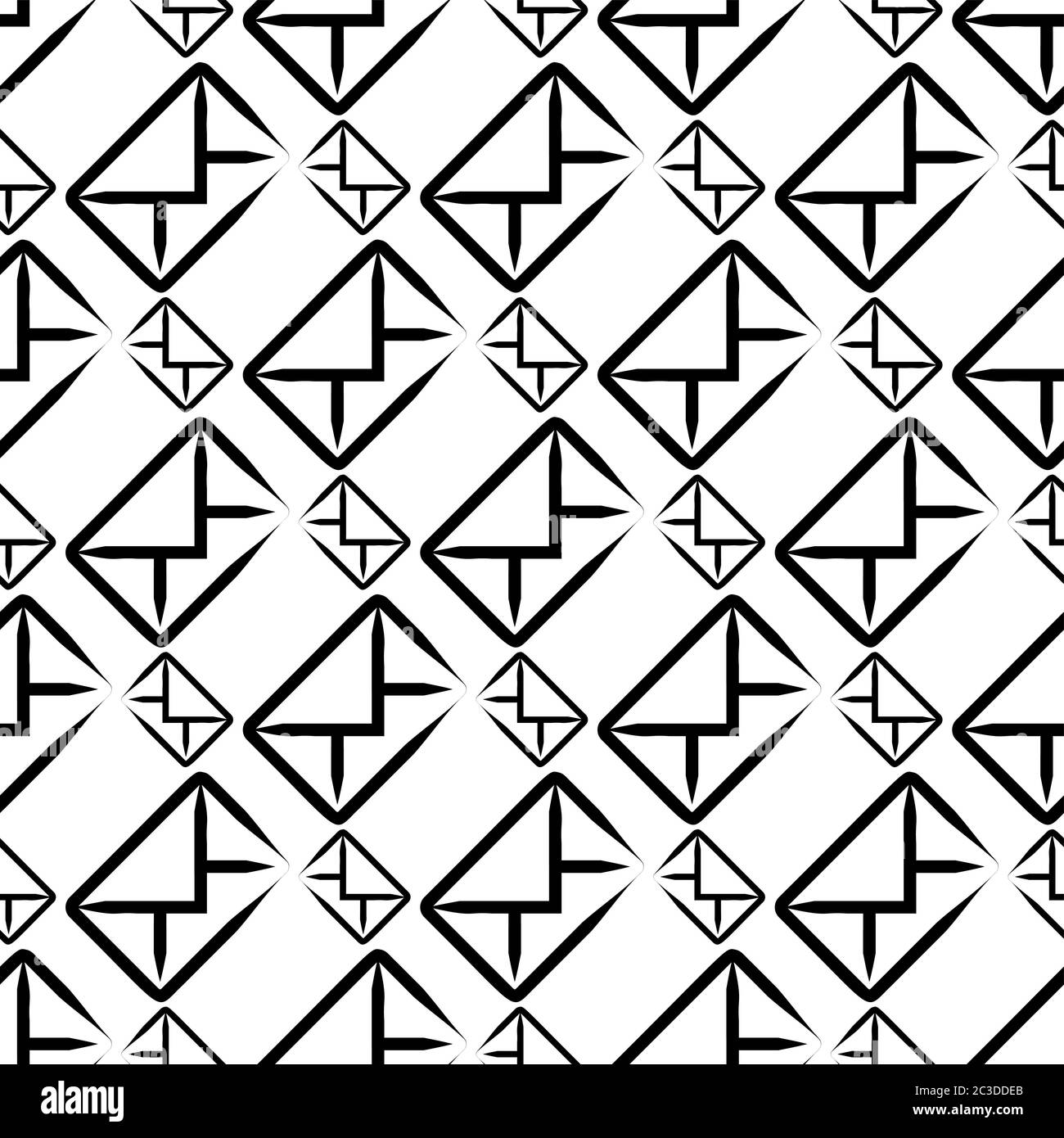 Envelope Icon Seamless Pattern, Postal Envelope Vector Art Illustration ...