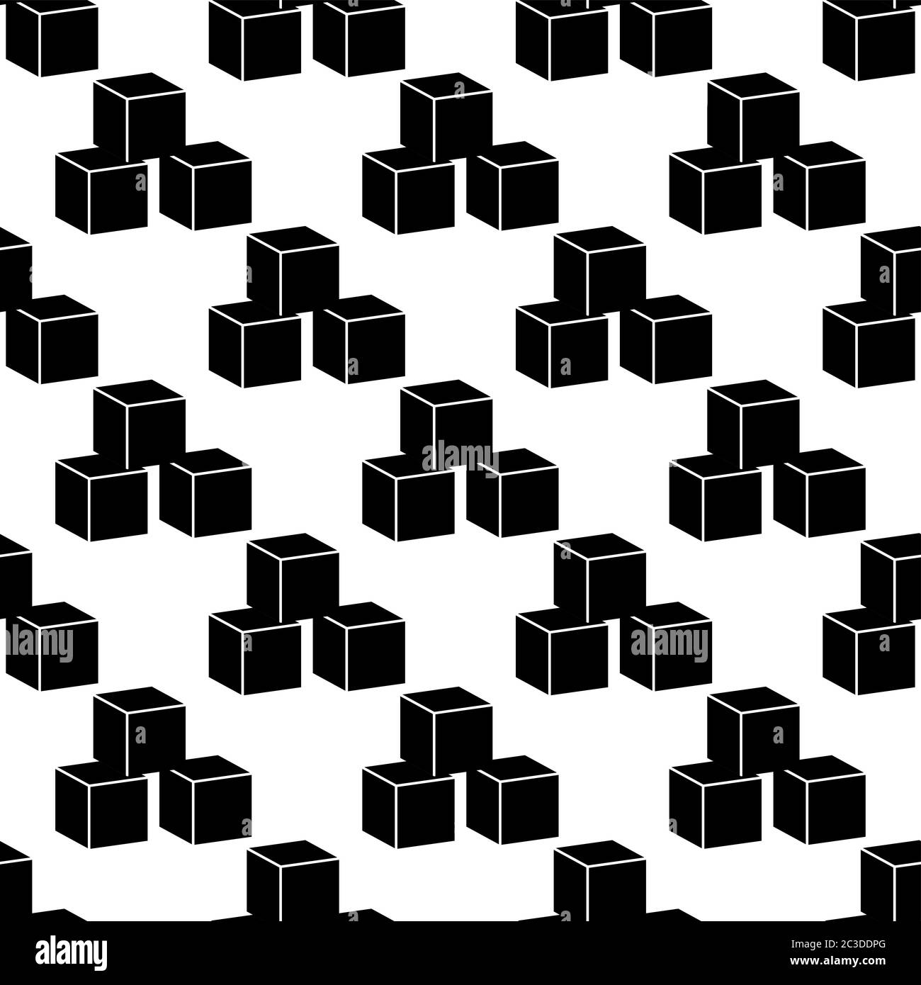 Cube Icon, 3d Line Art Design Seamless Pattern Vector Art Illustration ...