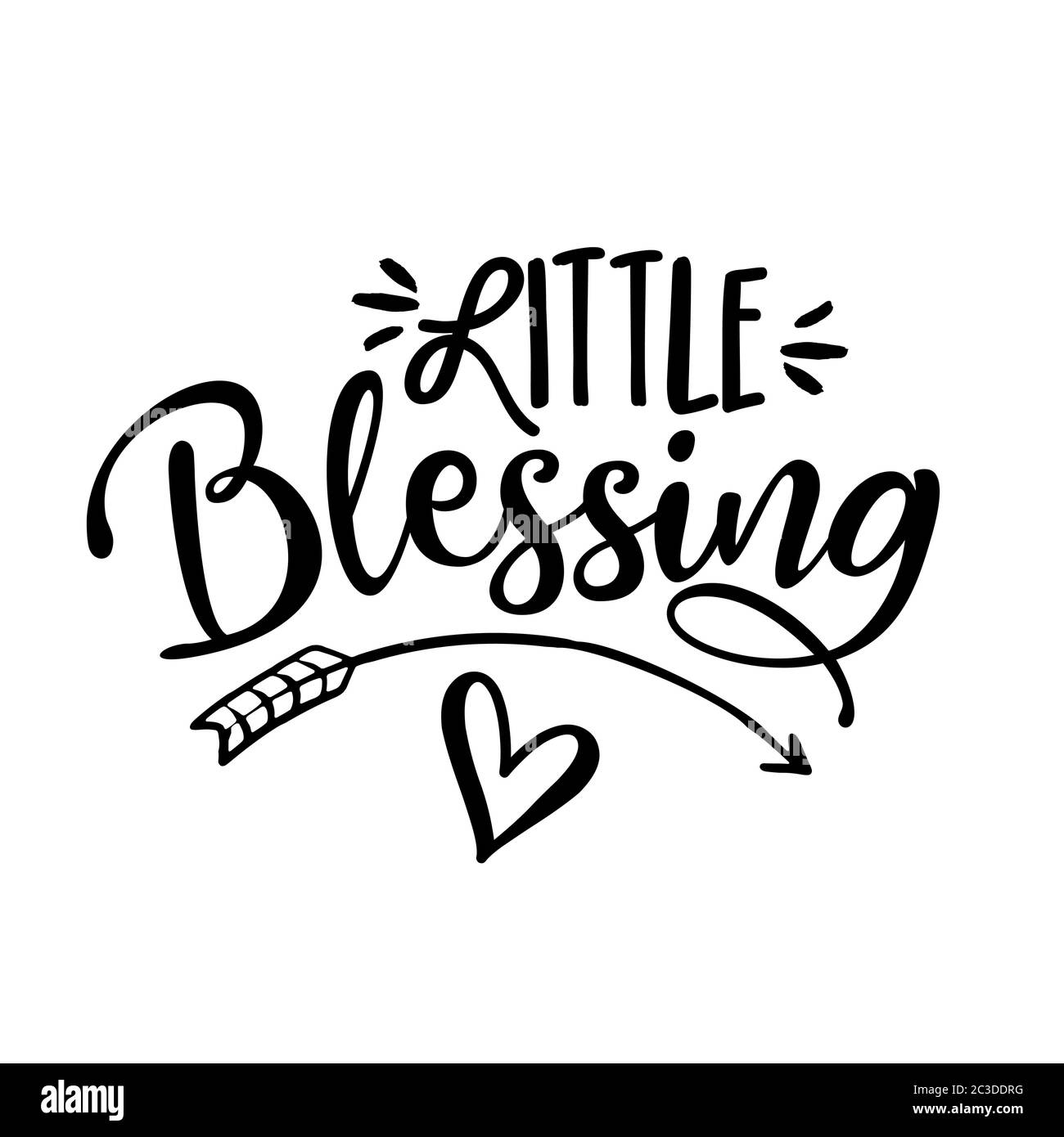 Little blessing - lettering message. Hand drawn phrase. Handwritten ...