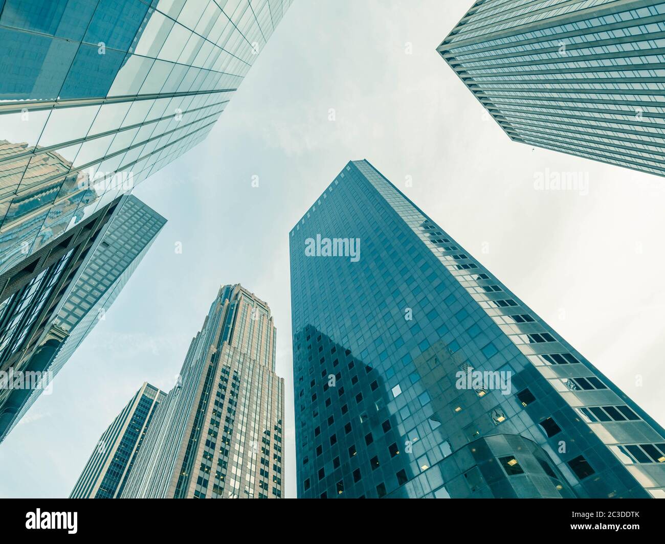 New York skyscrapers vew from street level Stock Photo - Alamy