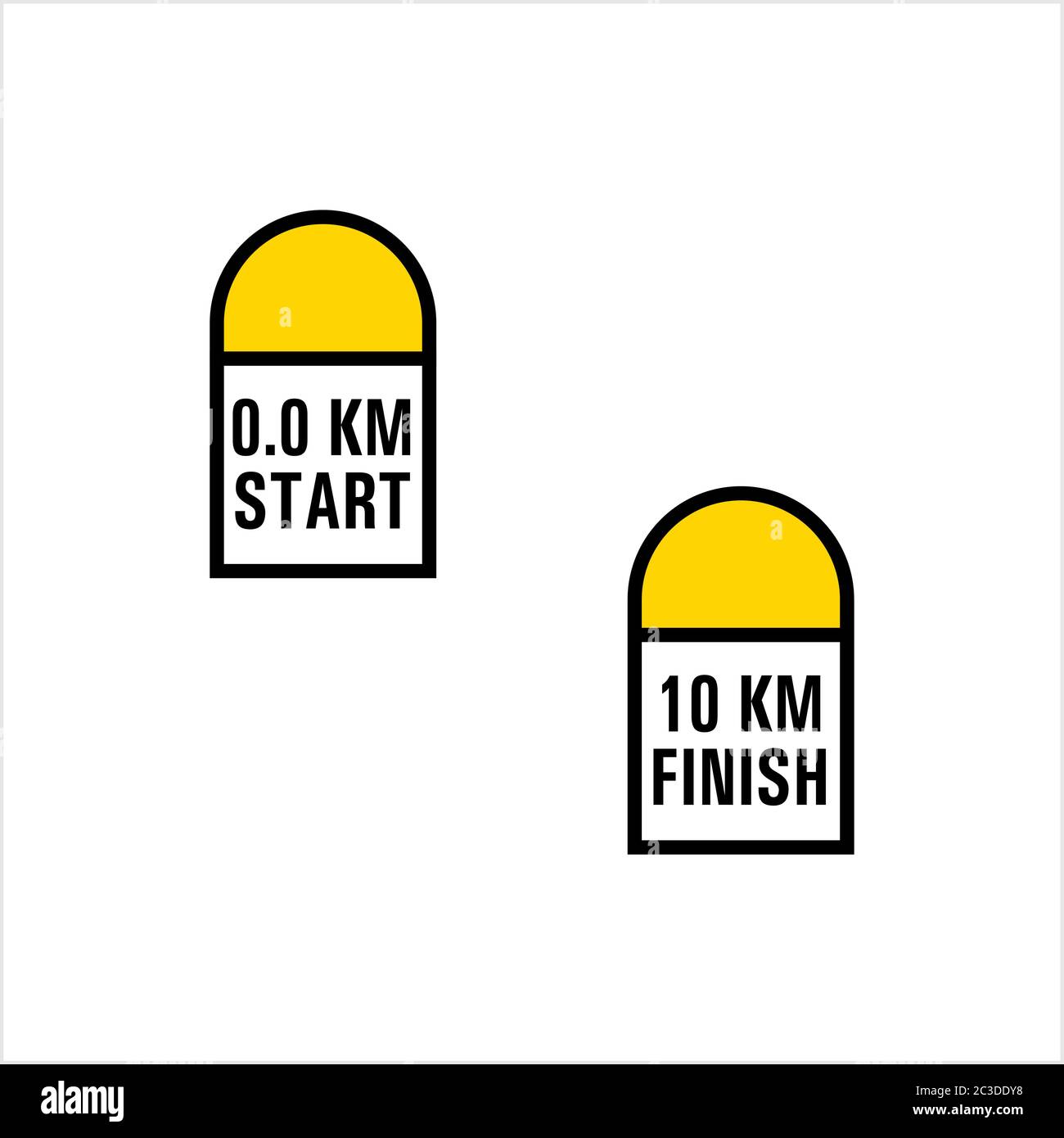 Milestone Icon, Road Side Distance Detail Stone Start Finish Vector Art ...