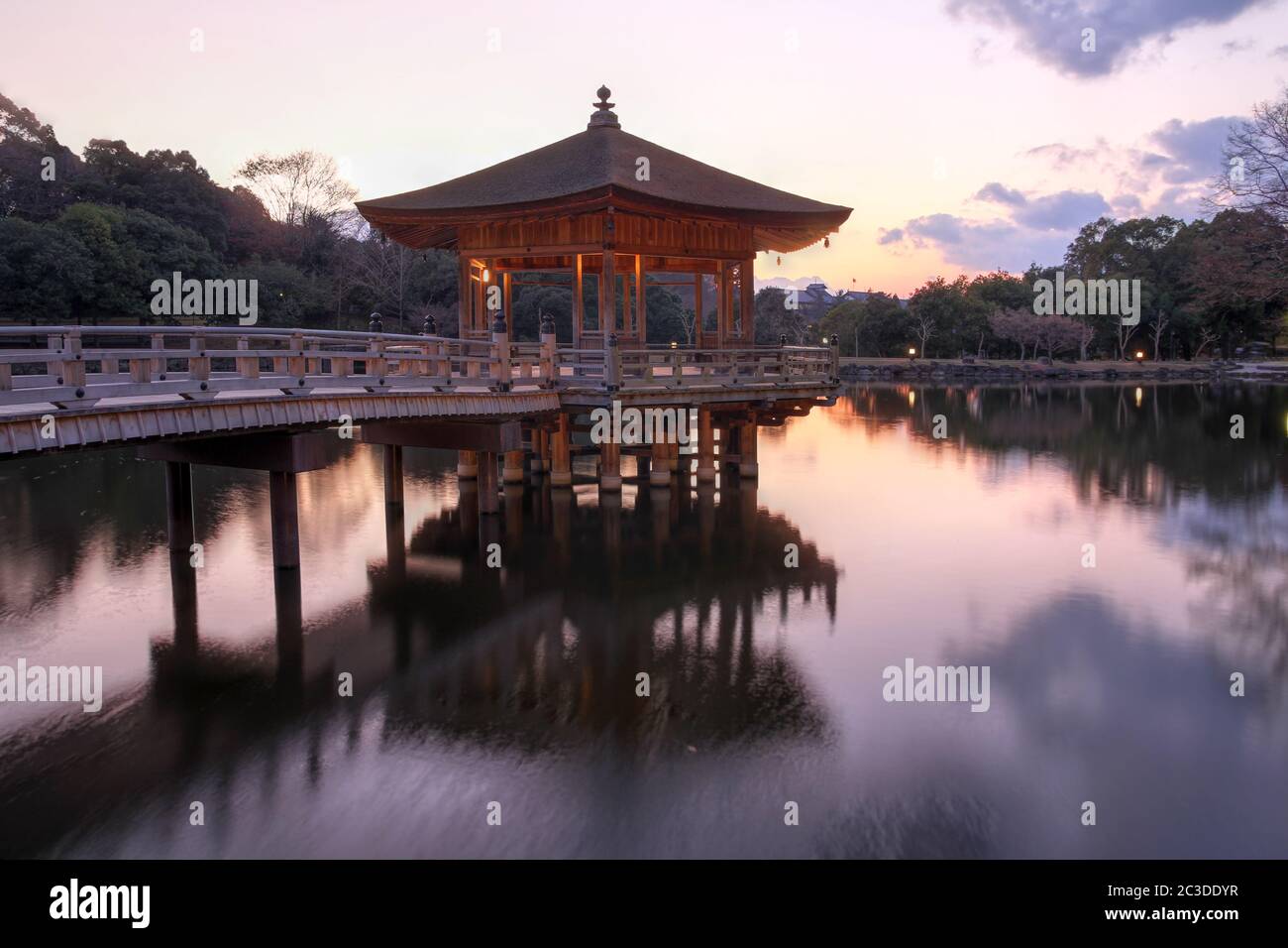 A floating pavilion in Nara Park, the ancient capital of Japan on a ...