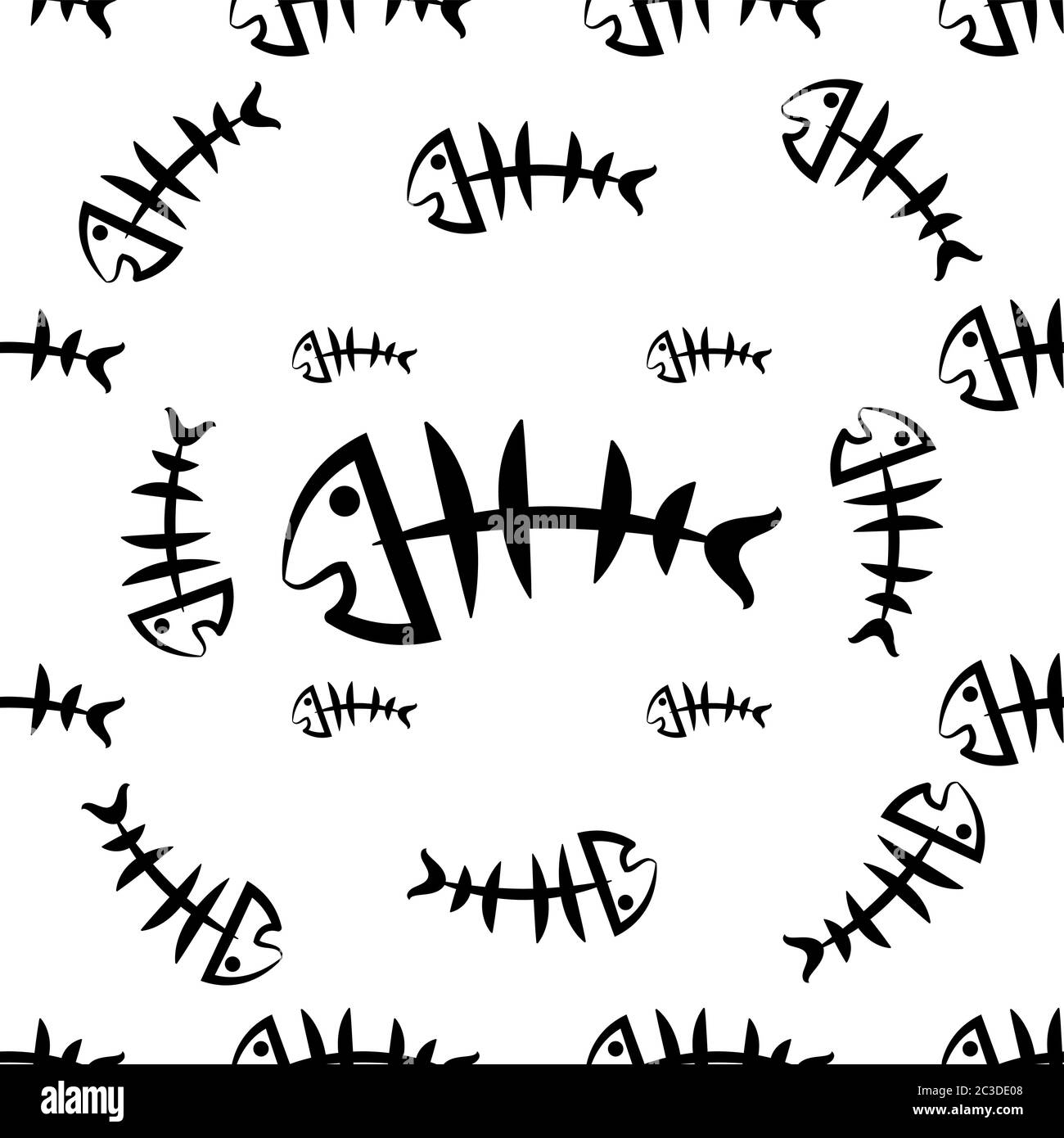 Fish Bone Icon Seamless Pattern Vector Art Illustration Stock Vector ...
