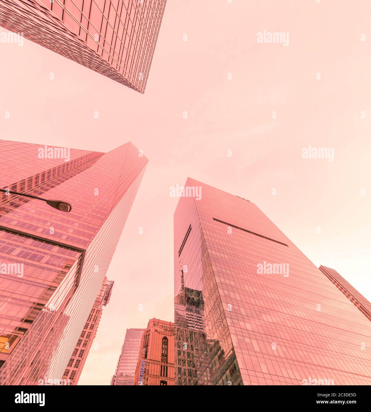 New York skyscrapers vew from street level Stock Photo - Alamy