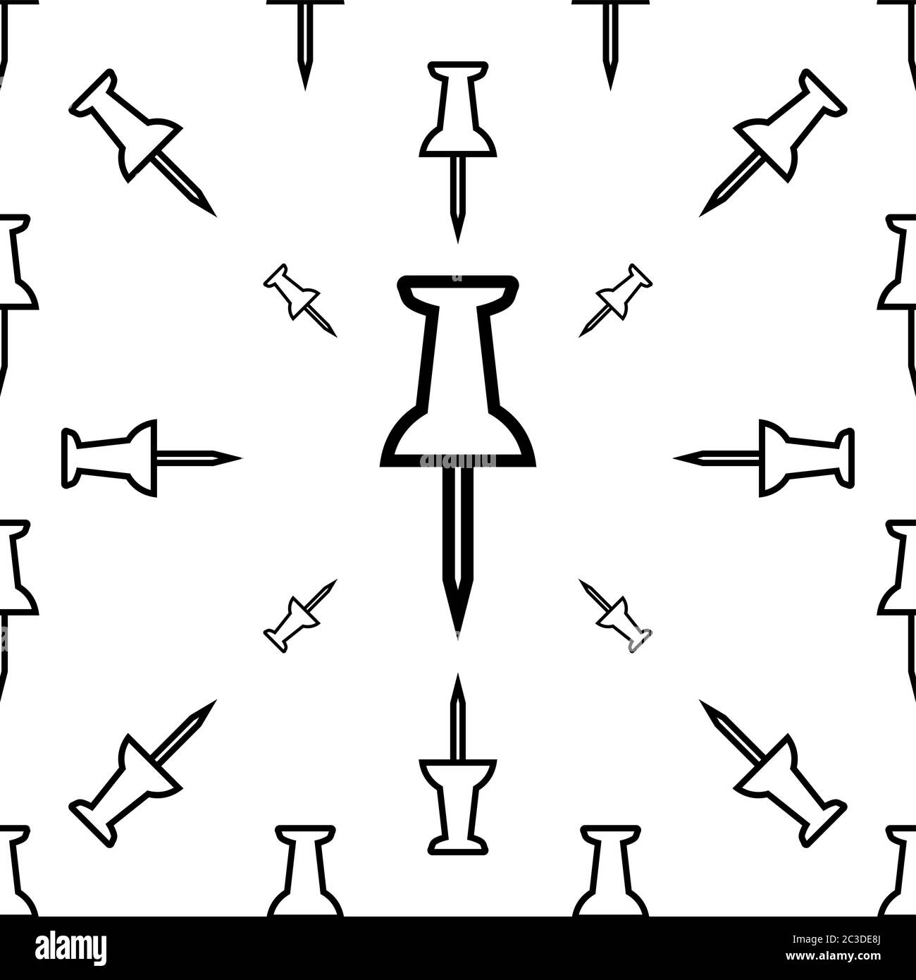 Drawing Pin Icon Seamless Pattern, Push Pin Seamless Pattern Vector Art ...