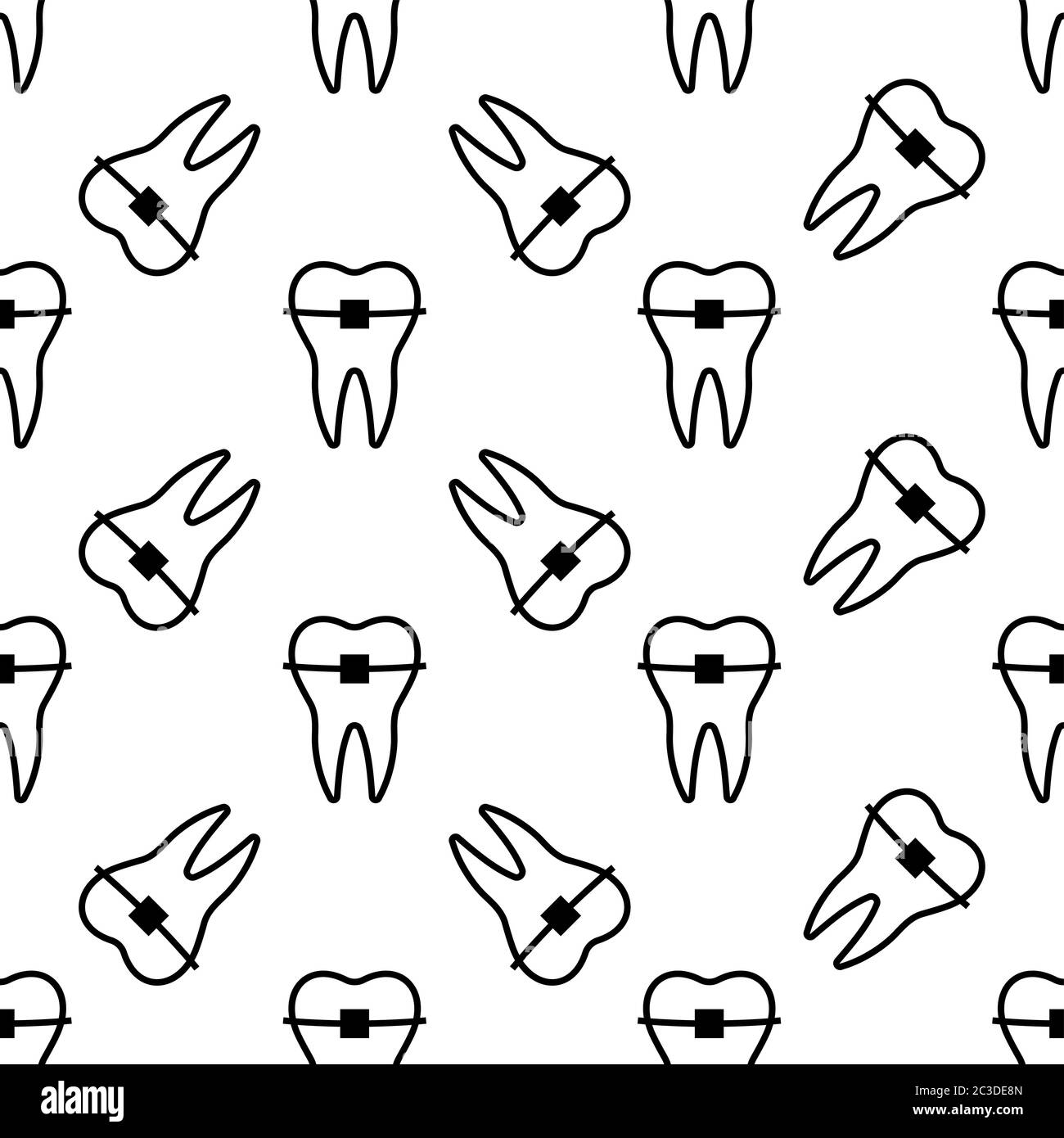Tooth Braces Icon Seamless Pattern, Braces Vector Art Illustration ...