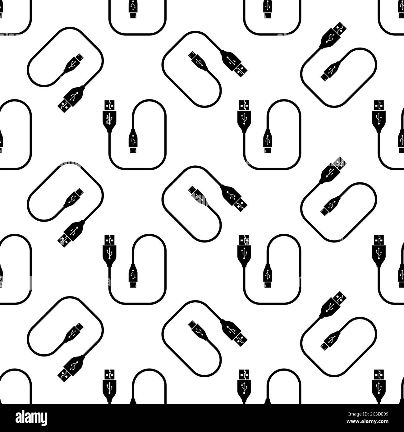 Micro Usb Cable, Usb Cable Seamless Pattern Vector Art Illustration ...
