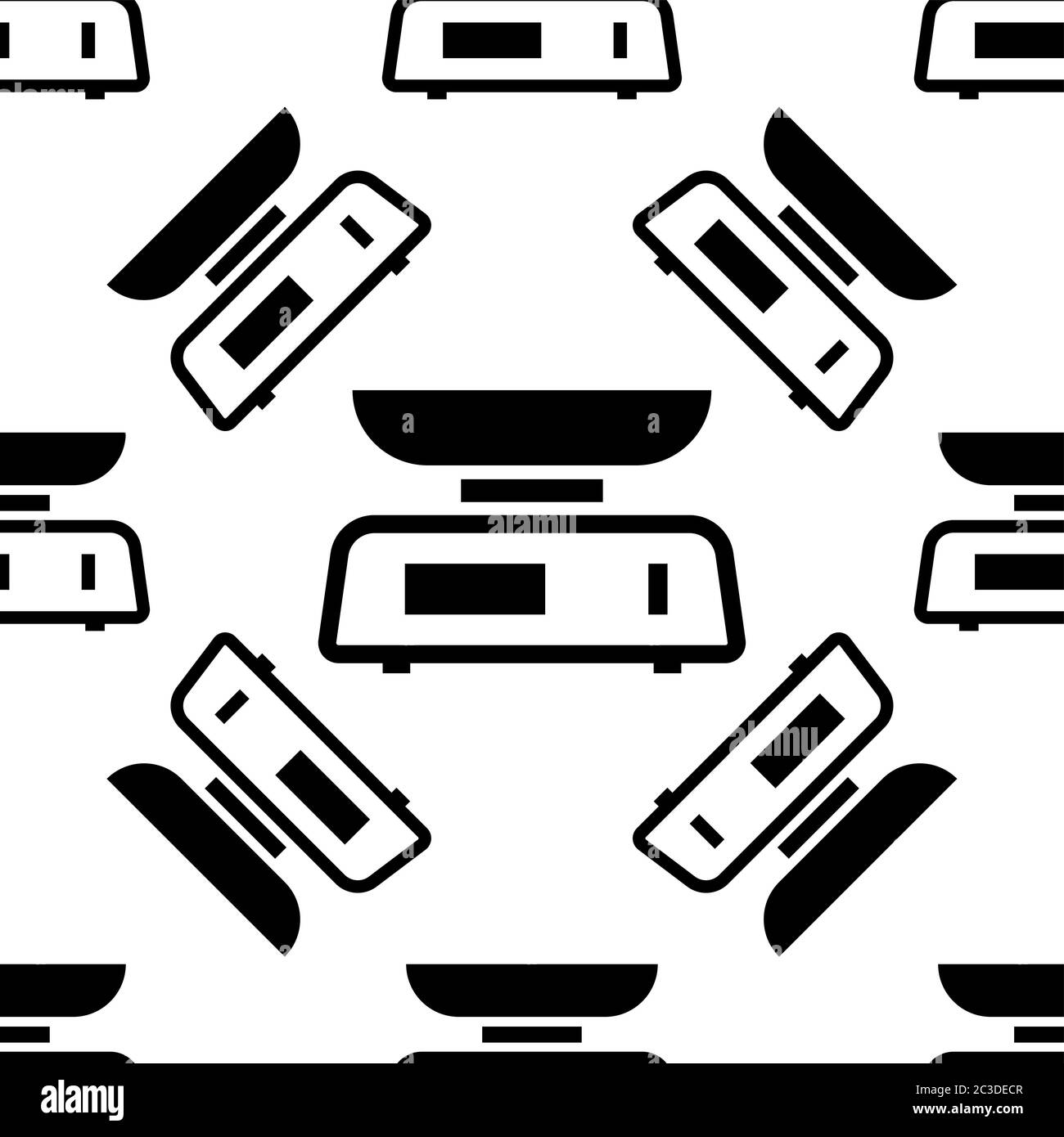 Kitchen Weight Scale Icon Seamless Pattern Vector Art Illustration ...